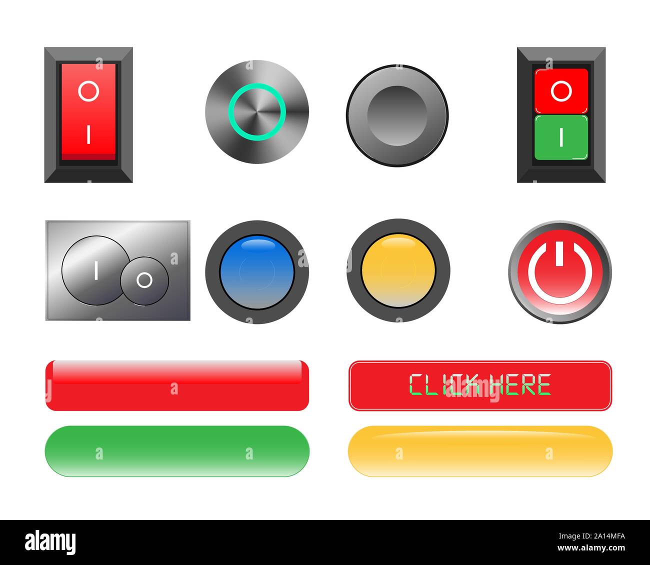 Set of different buttons for web sites. Vector illustration Stock ...
