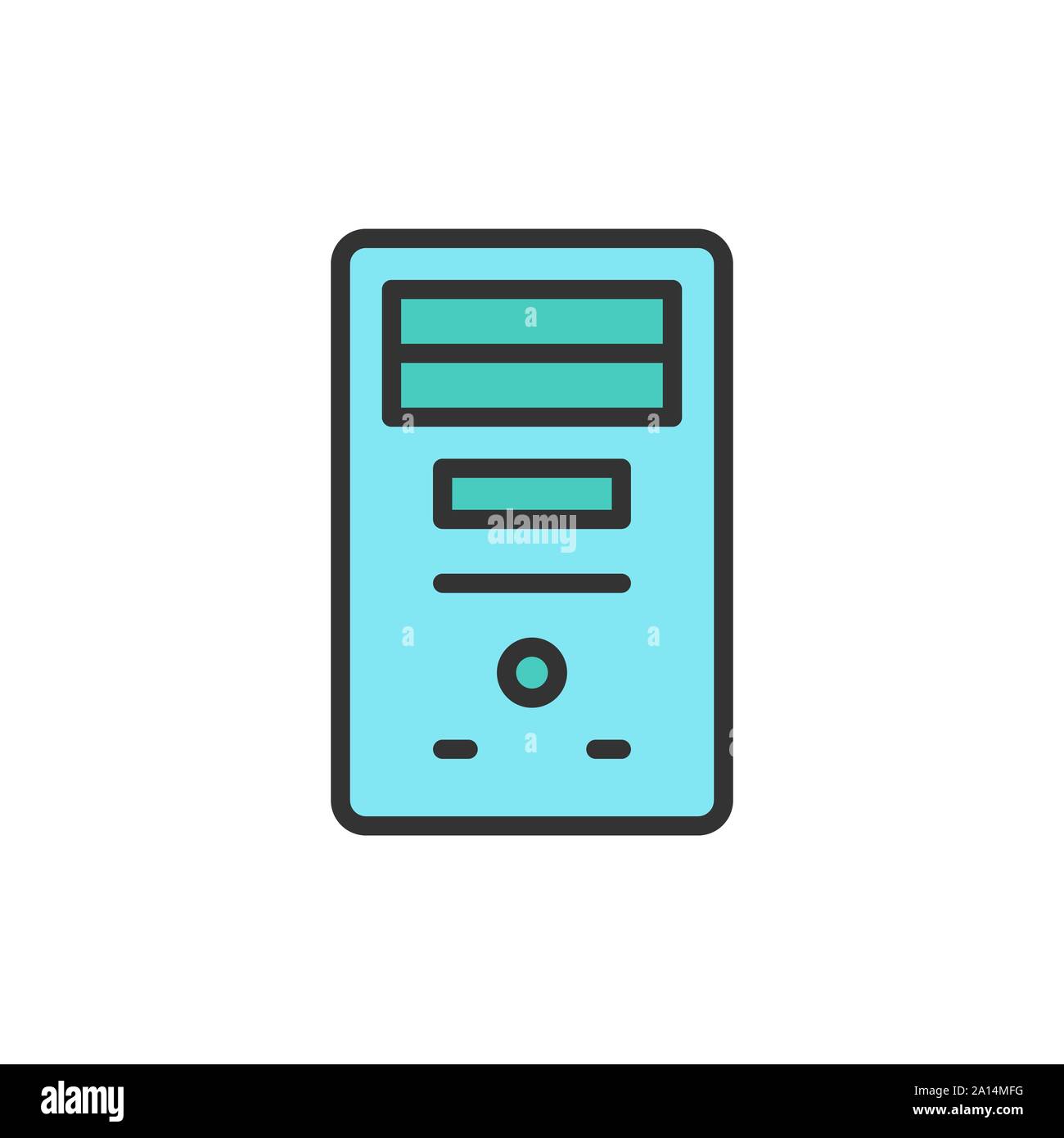 Vector system unit, computer case, console flat color line icon Stock ...