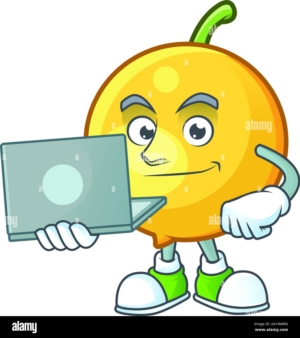 With laptop mundu fruit mascot on white background Stock Vector Image ...