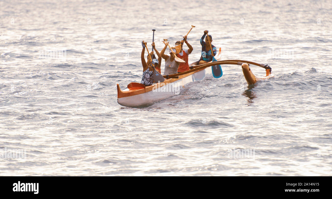 Rio de Janeiro, Brazil - August 17 2013: Group of women paddling ...