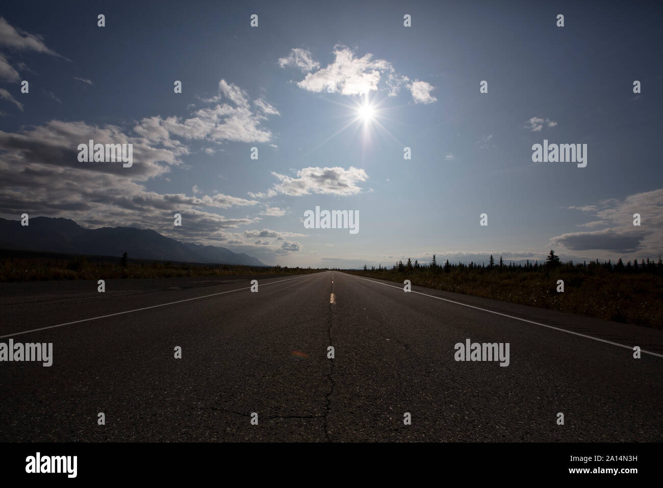 long, endless road, Highway 4 Alaska Stock Photo - Alamy