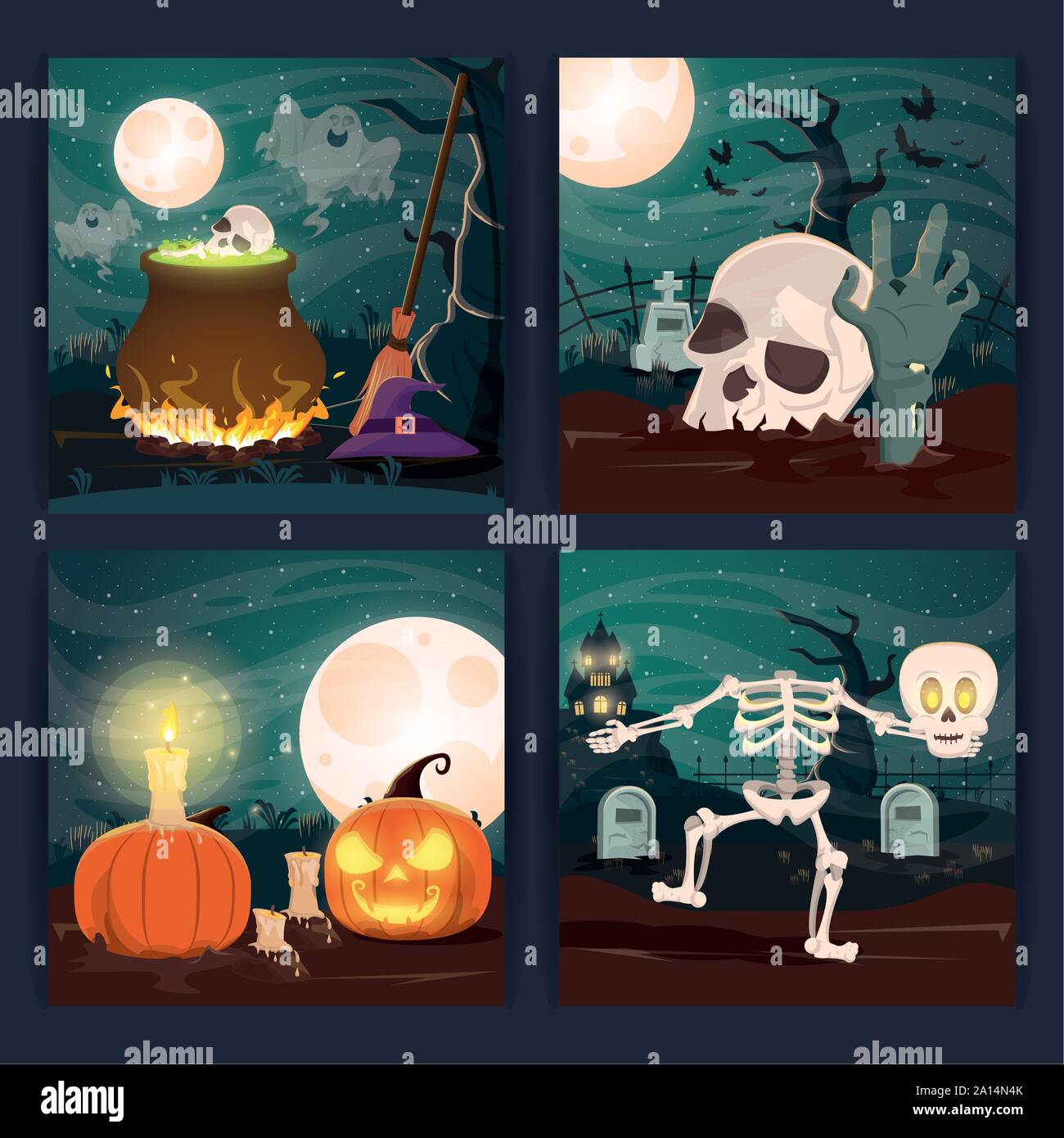 Scary halloween scenes Stock Vector Images - Alamy