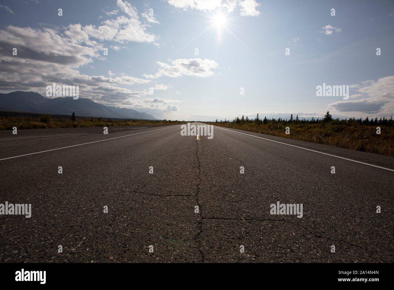 long, endless road, Highway 4 Alaska Stock Photo - Alamy