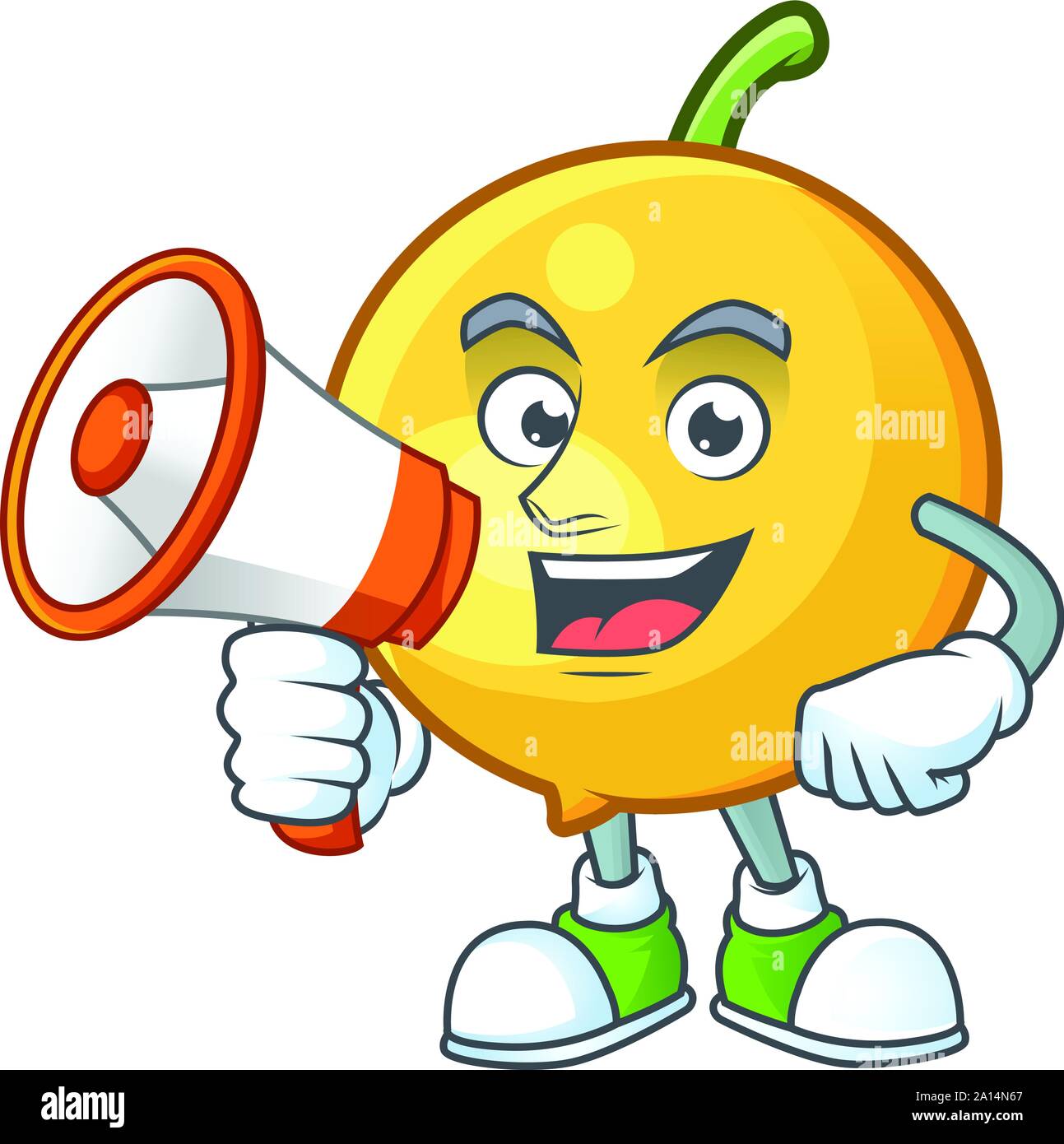 With megaphone mundu fruit mascot on white background Stock Vector ...
