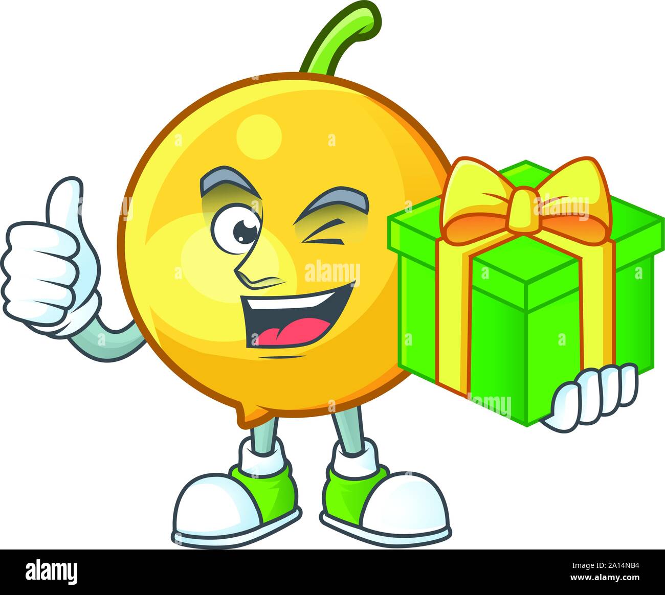 With gift mundu fruit cartoon in character mascot Stock Vector Image ...