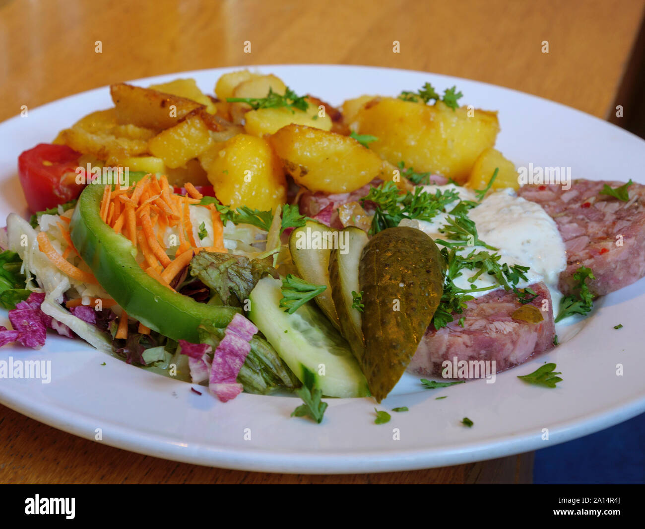Local dish Gose-Sülze in restaurant Brauhaus, Goslar, Lower Saxony ...
