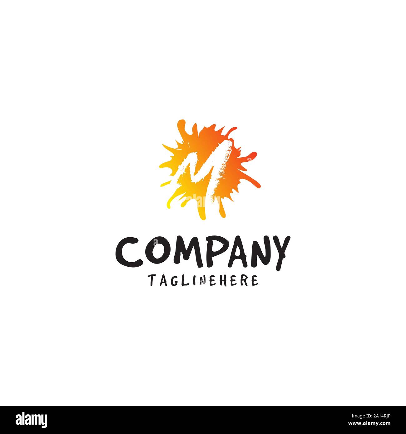 Letter M logo in fresh orange juice splash design element Stock Vector ...