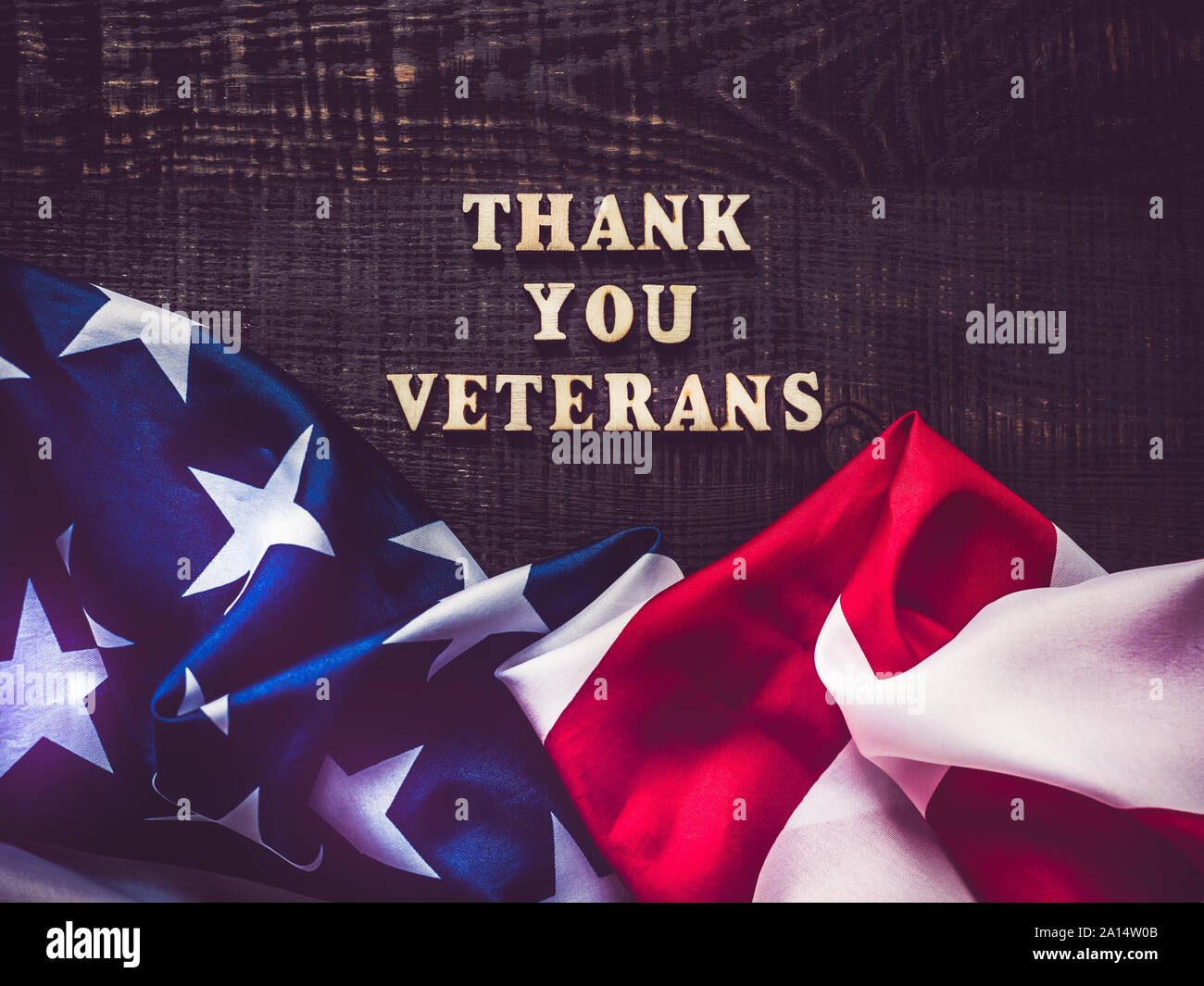 Wooden letters of the alphabet in the form of the words VETERANS DAY ...