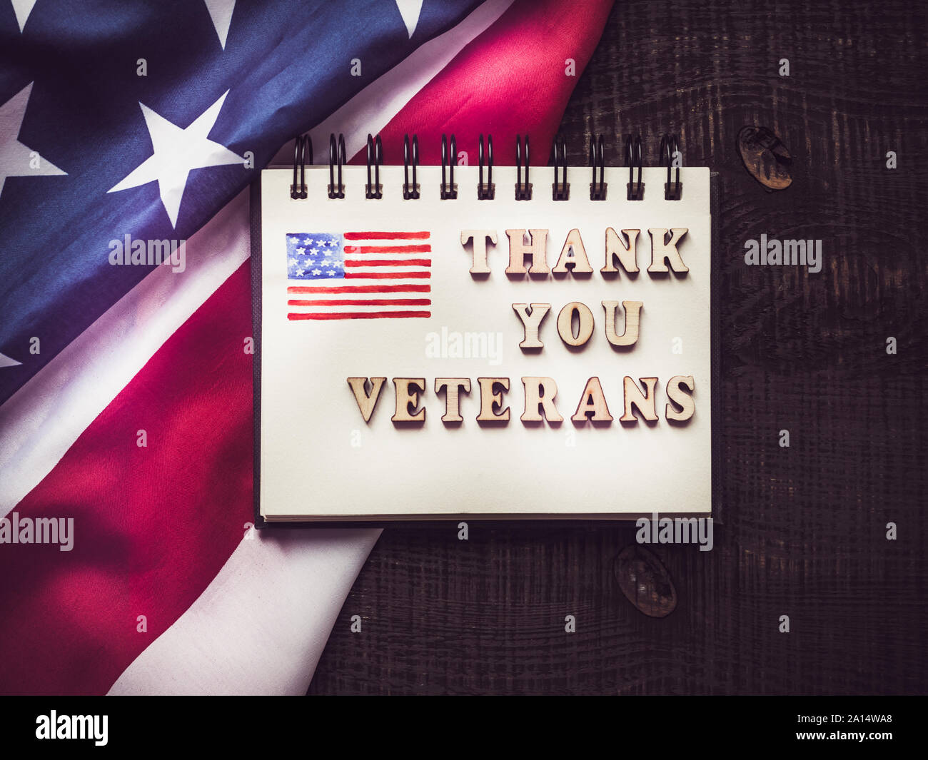 Wooden letters of the alphabet in the form of the words VETERANS DAY ...