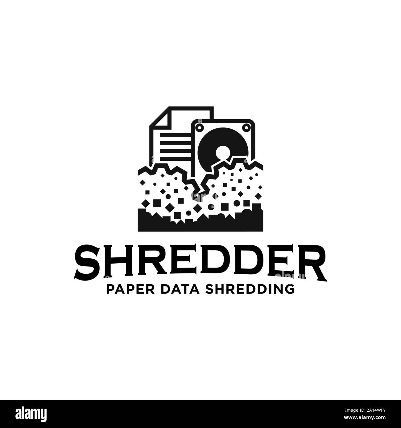 Shredding services paper data - destruction equipped logo icon Stock ...