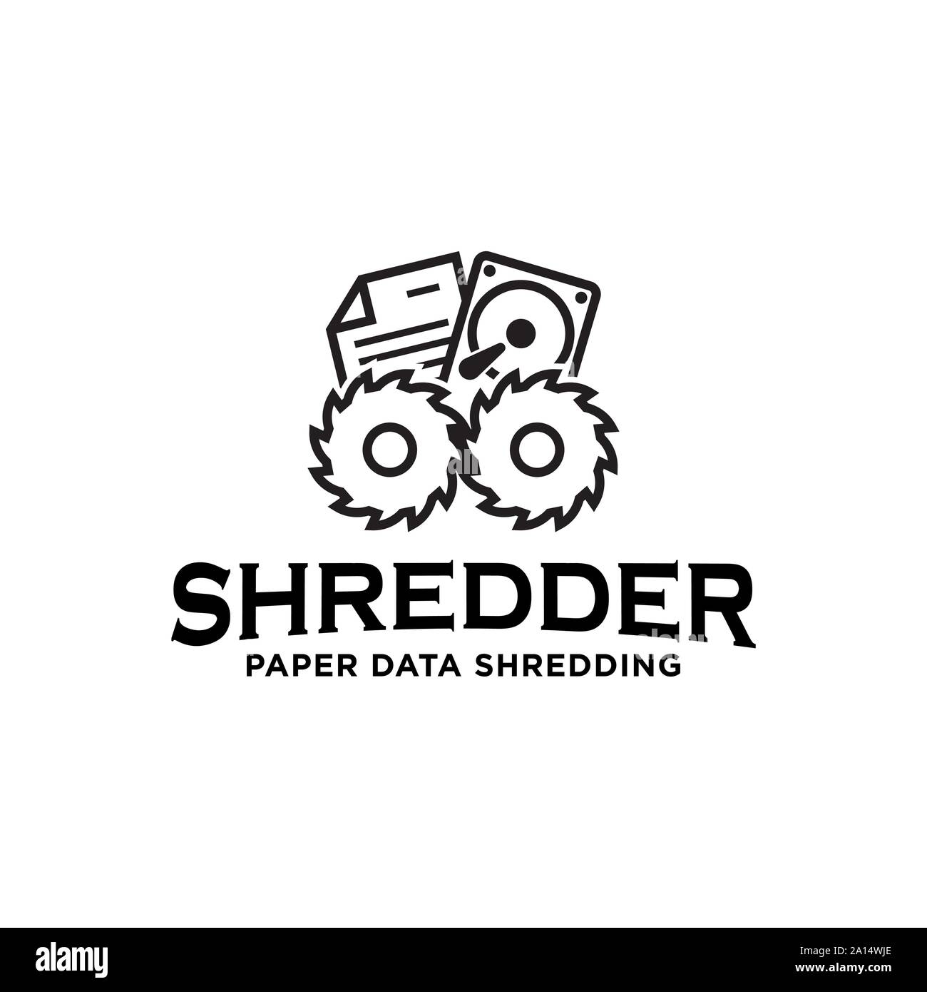 Shredding services paper data - destruction equipped logo icon Stock ... Shredding services paper data - destruction equipped logo icon Stock ...