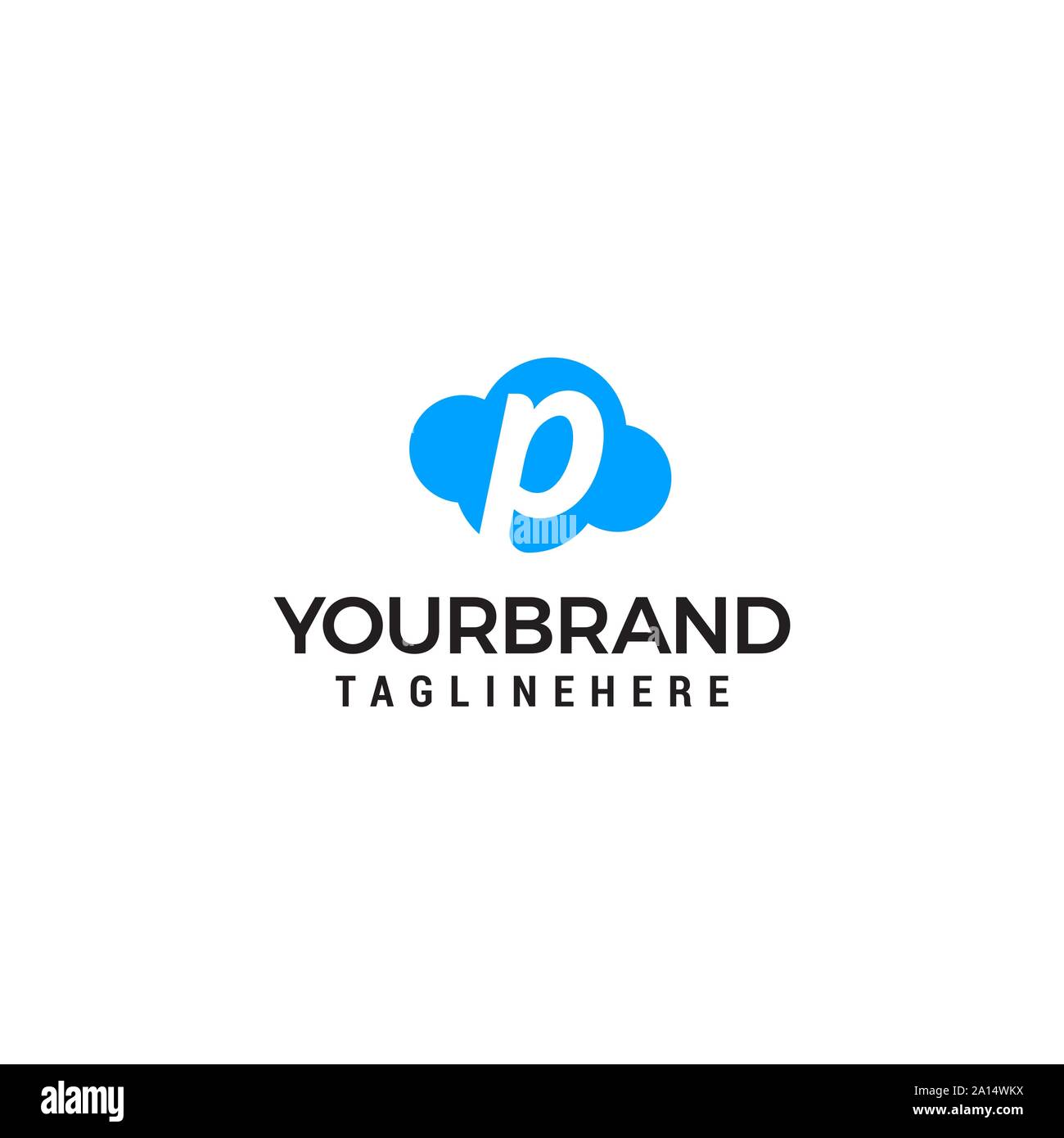 initial leter P cloud logo vector illustration design template Stock ...