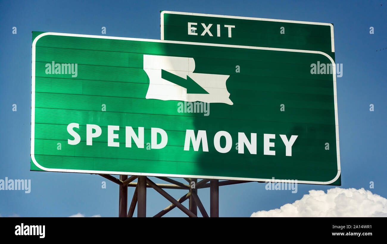 Street Sign the Direction Way to Spend Money Stock Photo - Alamy