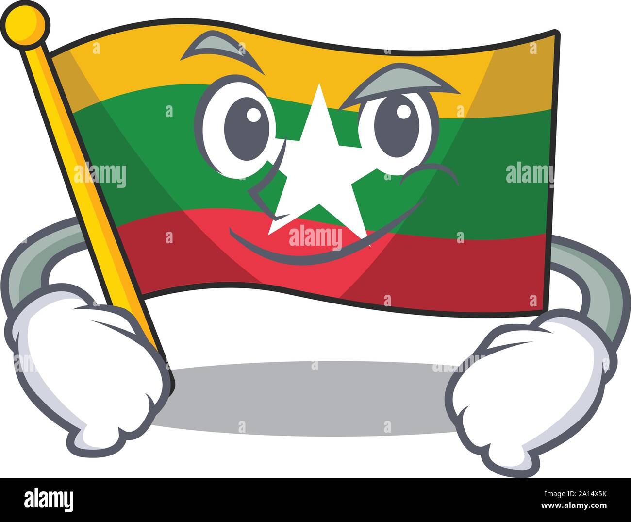 Smirking flag myanmar was hoisted cartoon pole Stock Vector Image & Art ...