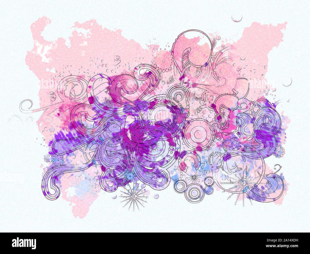 Abstract background with swirls, digital watercolor effect Stock Photo ...