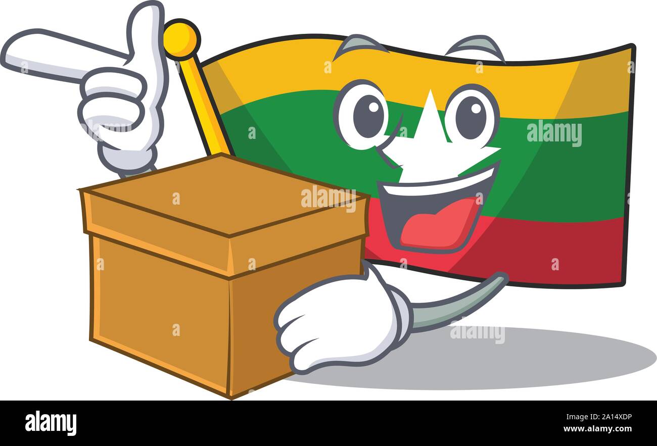 With box flag myanmar was hoisted cartoon pole Stock Vector Image & Art ...