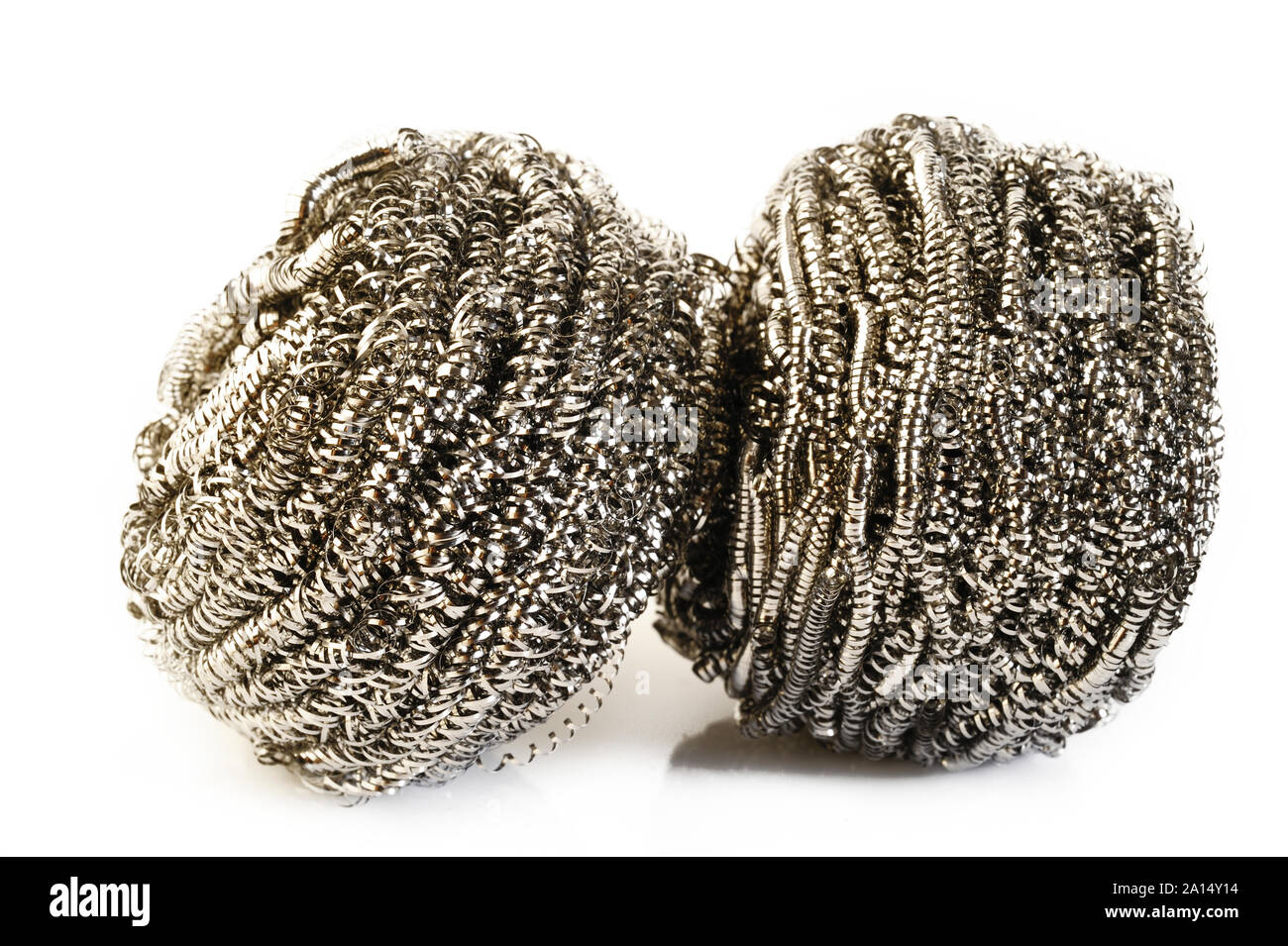 stainless steel scourer on white background Stock Photo - Alamy