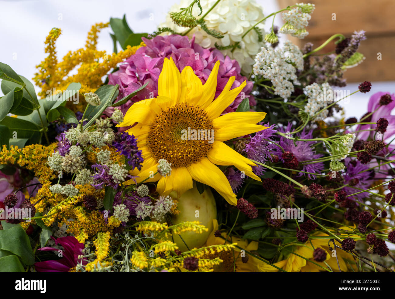 Floristic bouquet of flowers, herbs and fruits that are the symbol of ...