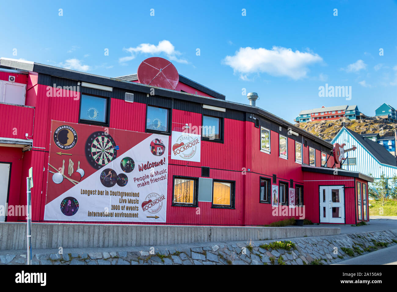 The famous bar Rockyhouse, the longest bar in Southgreenland, Qaqortoq ...