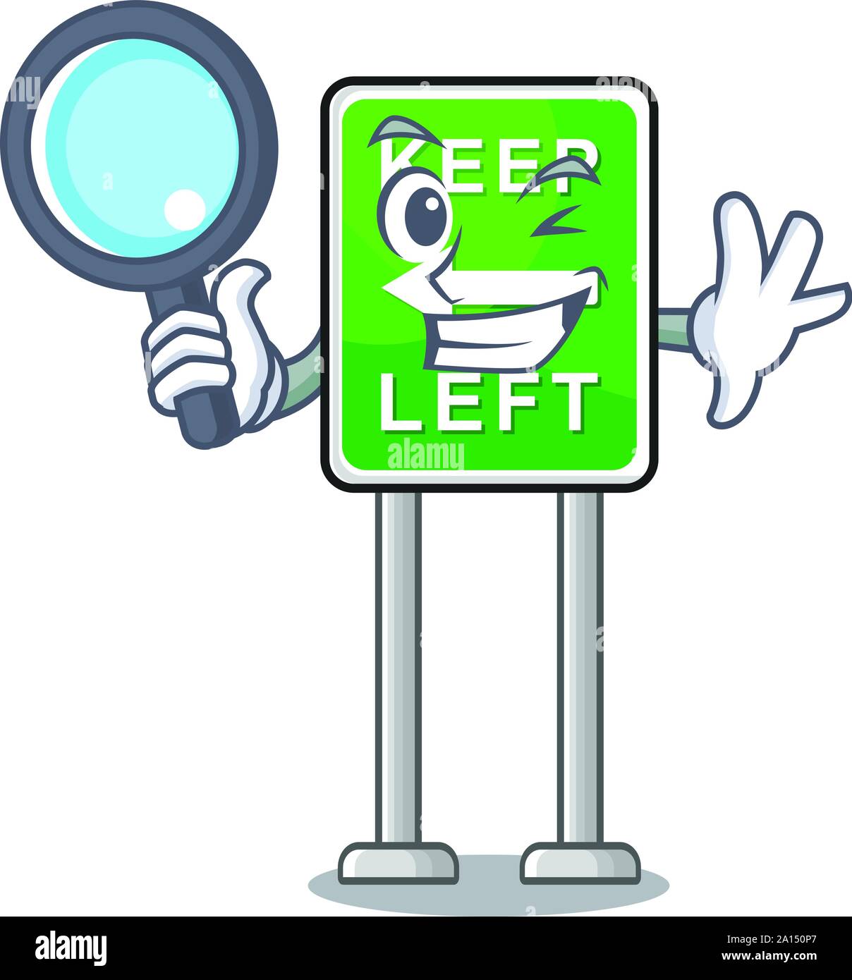 Detective Keep left cartoon isolated the mascot Stock Vector Image ...