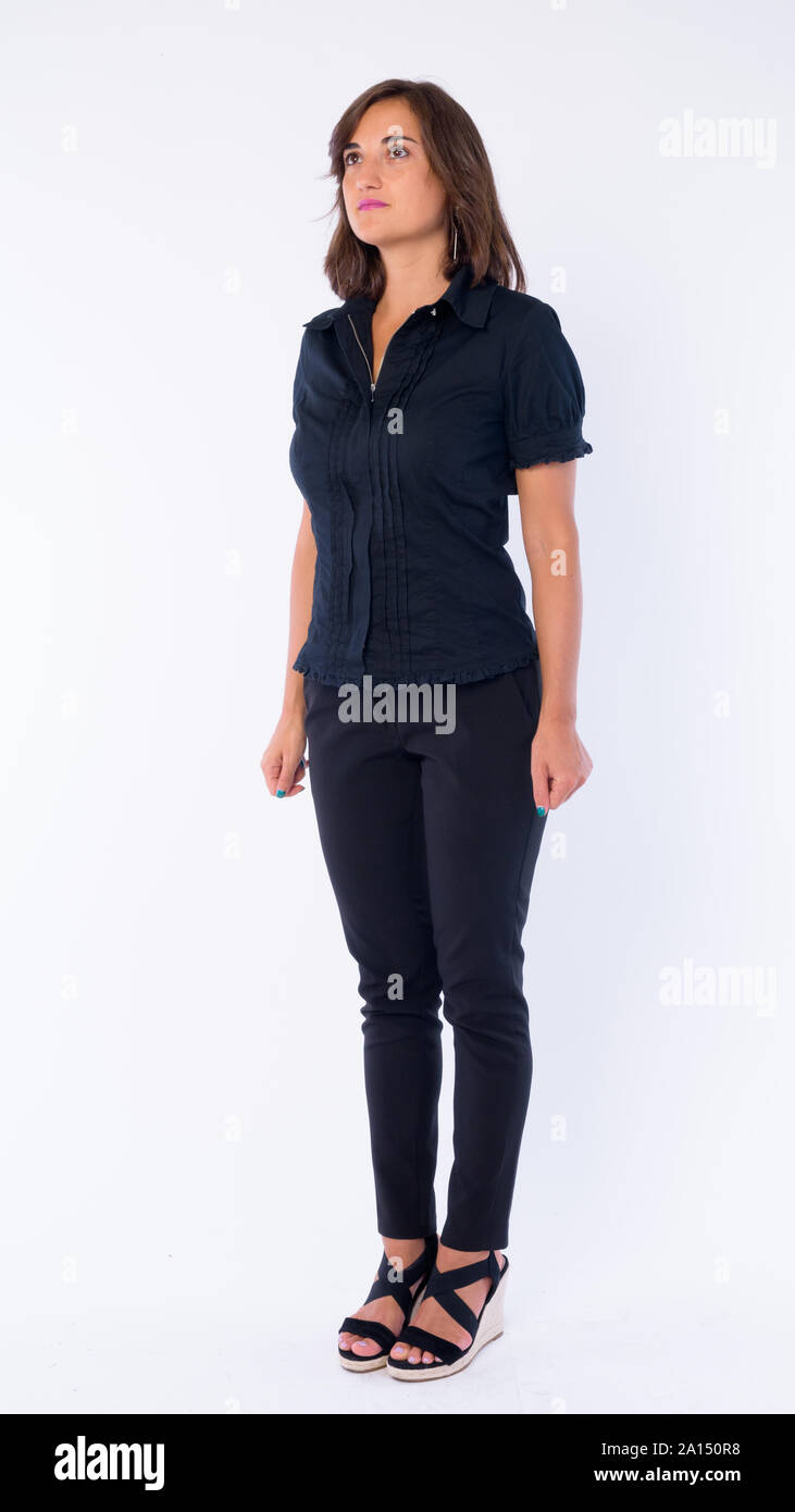 Full body shot of beautiful businesswoman looking up Stock Photo - Alamy