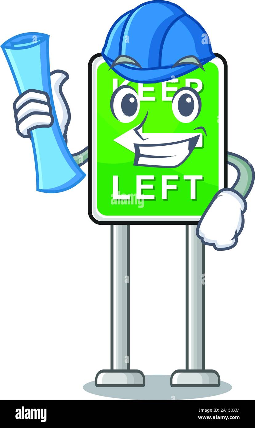 Architect Keep left cartoon isolated the mascot Stock Vector Image ...