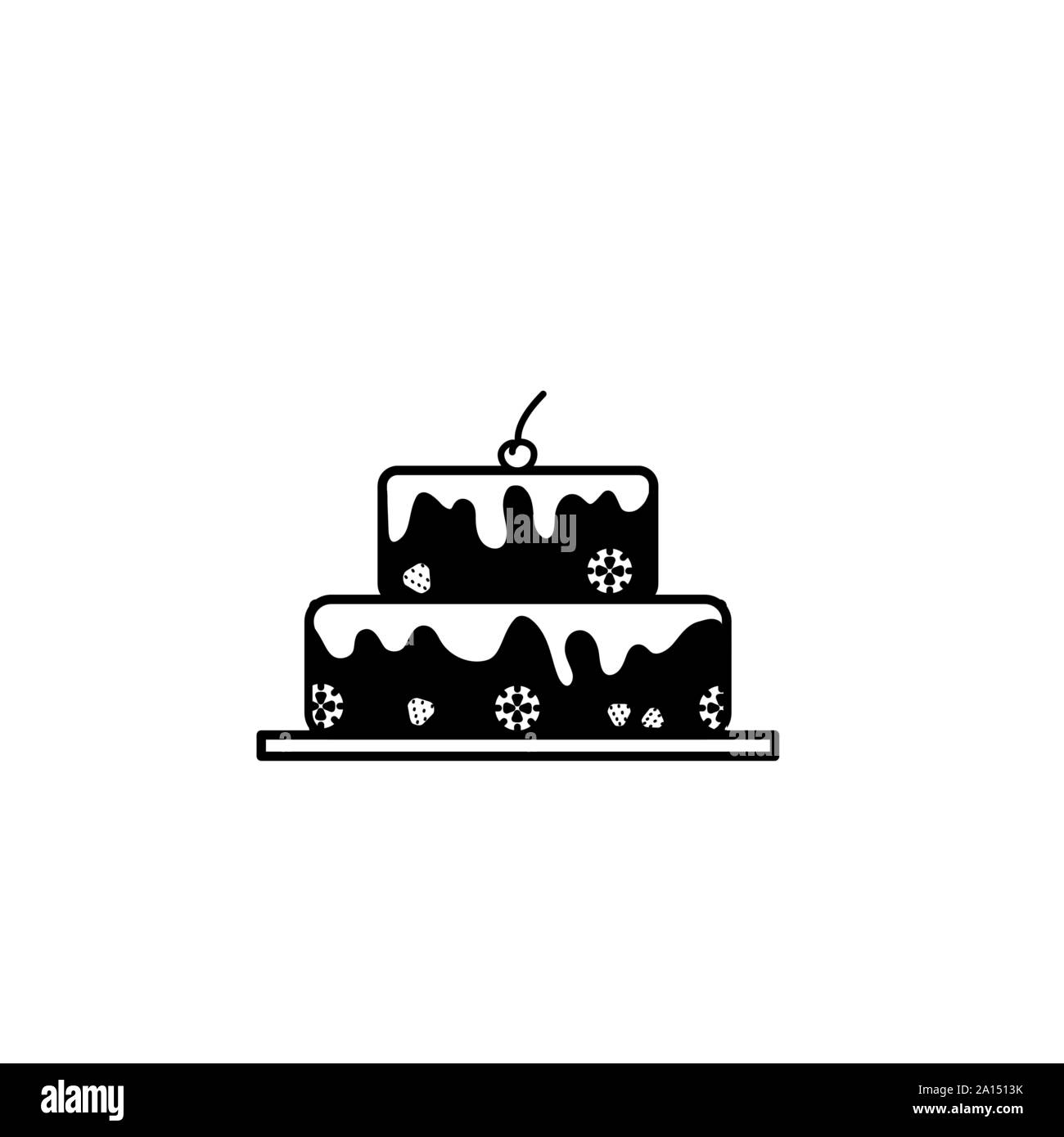 Cherry black simple silhouette Black and White Stock Photos & Images ...