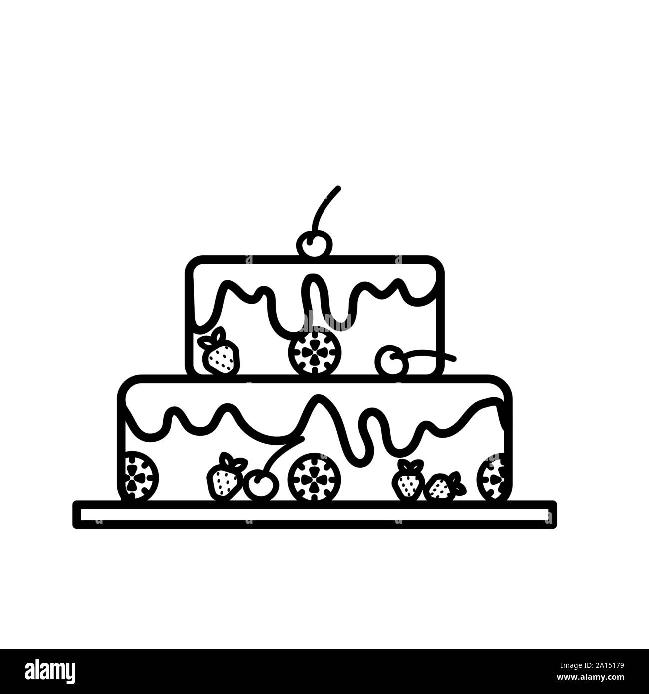 Sweet cake cherry strawberries Stock Vector Images - Alamy