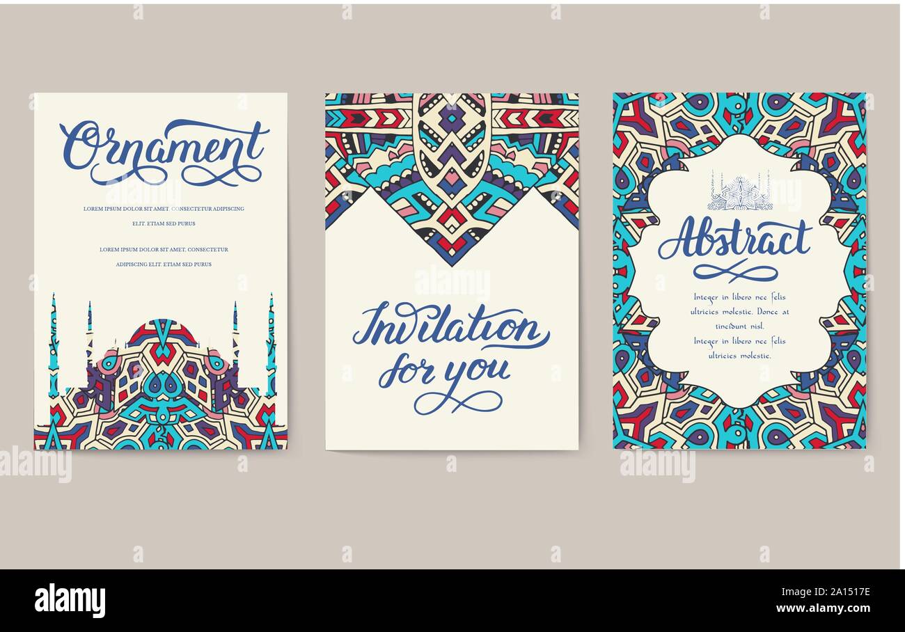Set of Turkish flyer page ornament illustration concept. Art ...