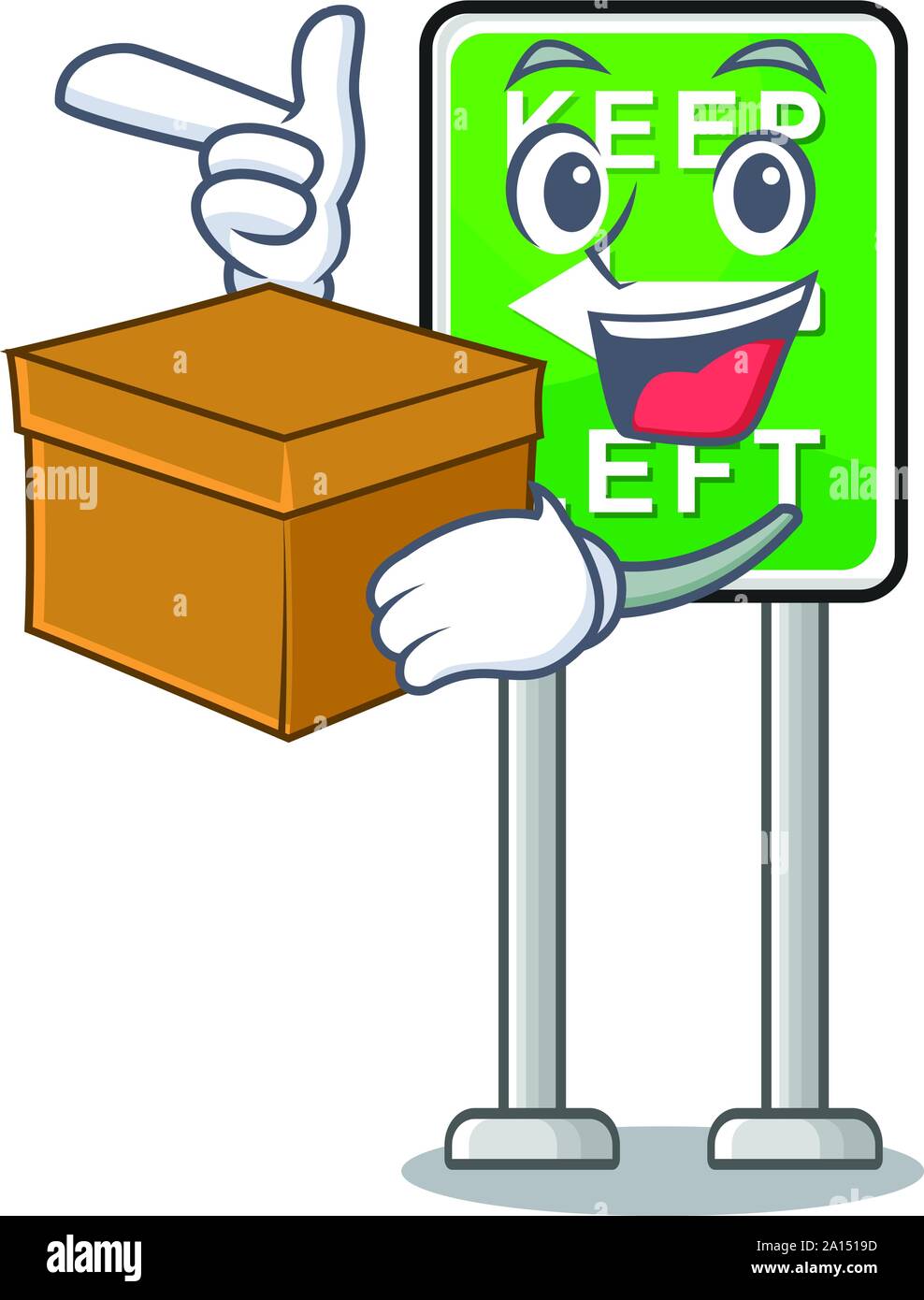 With box Keep left cartoon isolated the mascot Stock Vector Image & Art ...