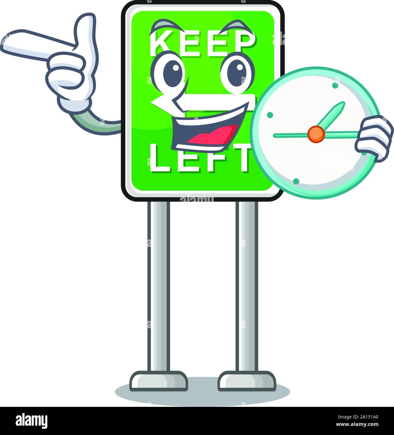 With clock Keep left cartoon isolated the mascot Stock Vector Image ...