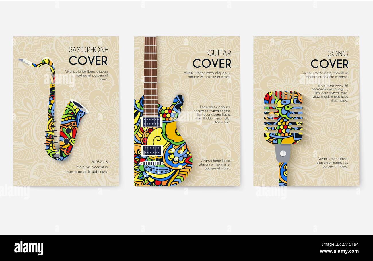 Set of musical ornament illustration concept. Art music, book, poster ...