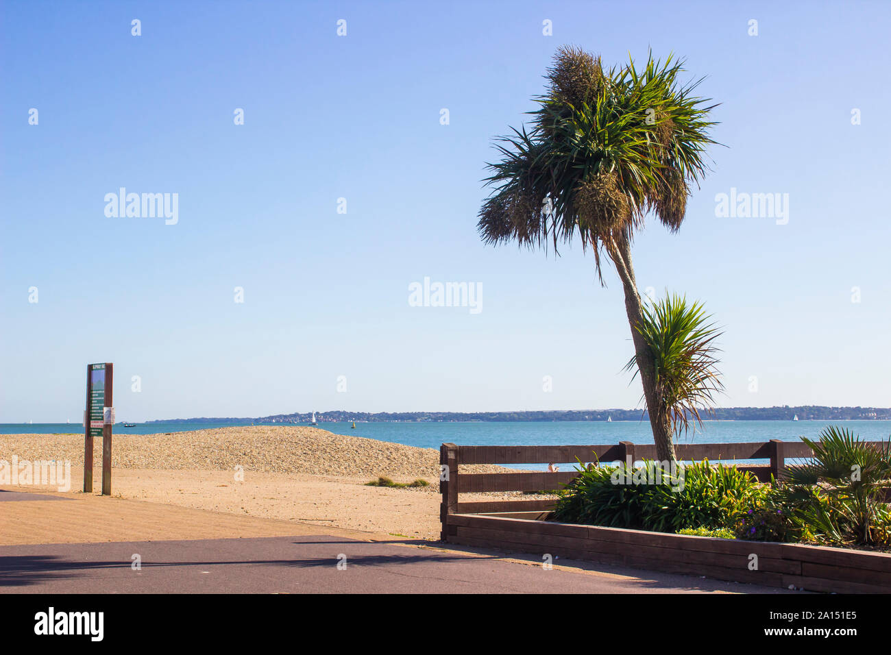 Late summer sun on the Hampshire coast pebble beach near fareham on the ...