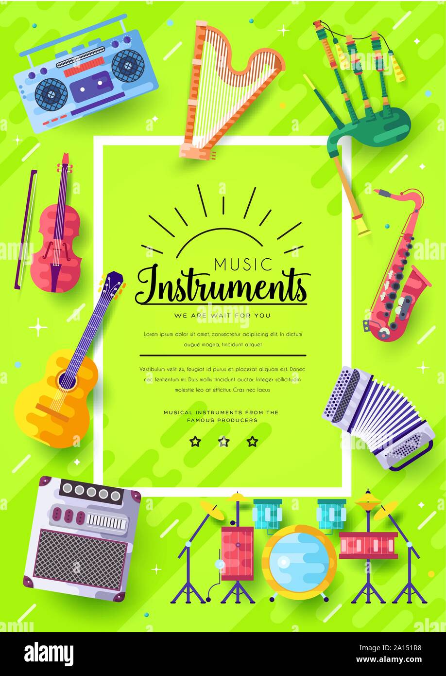 Musical instruments collage hi-res stock photography and images - Alamy