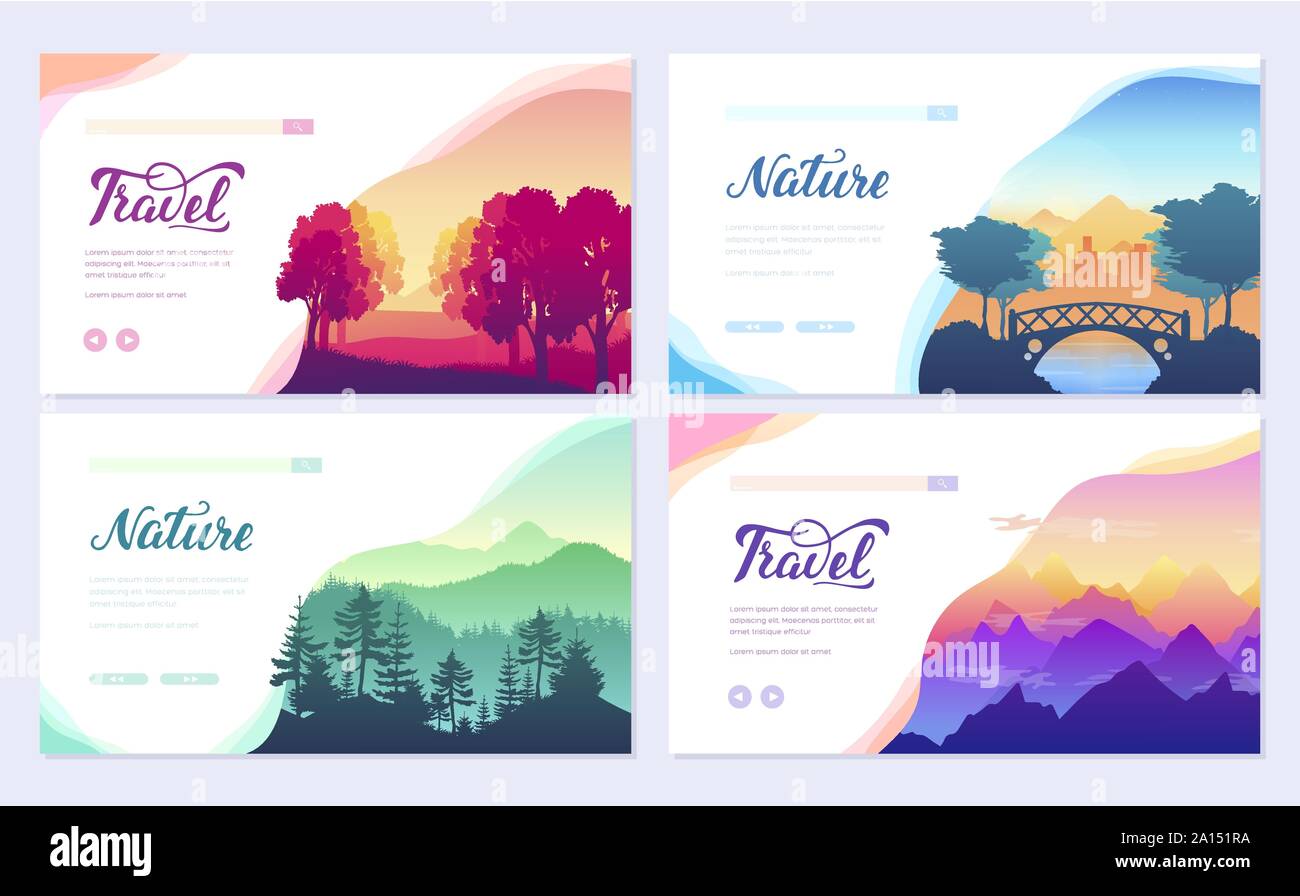 Nature vector brochure cards set. Ecology template of flyear, web ...