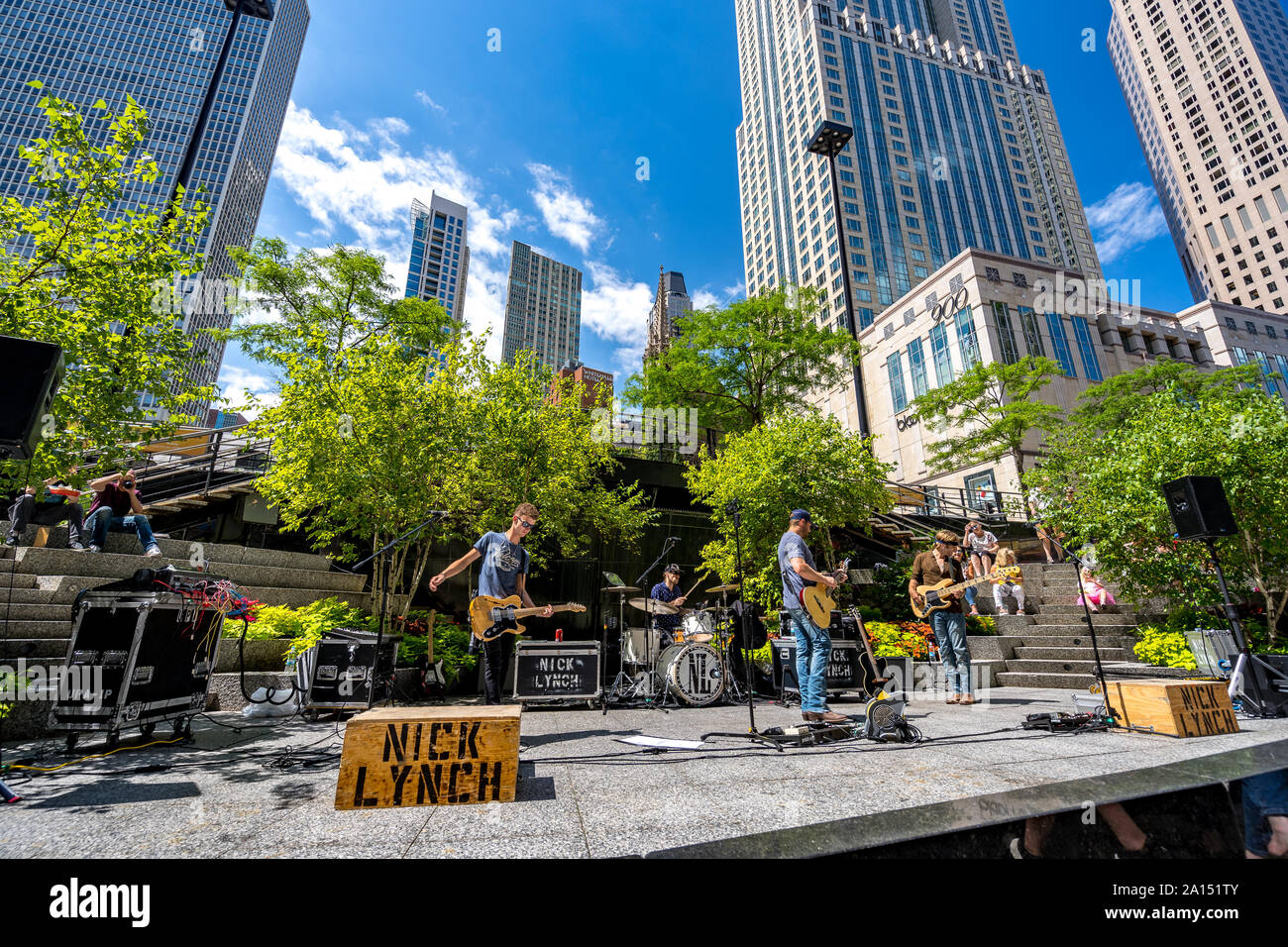 Chicago, Illinois, USA - Rock band performing outdoors Stock Photo - Alamy