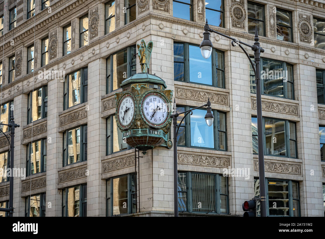 Chicago, Illinois, USA - Historic clock on the Jewelers Building Stock ...