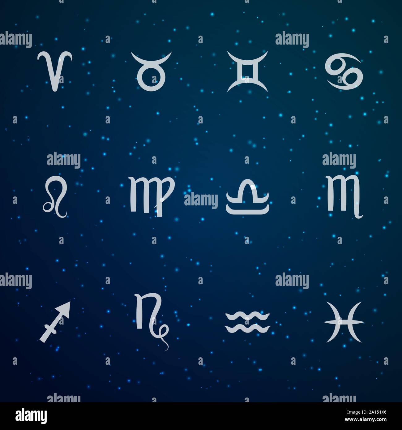 Zodiac sign set. Astrological horoscope. Vector illustration. Universe ...
