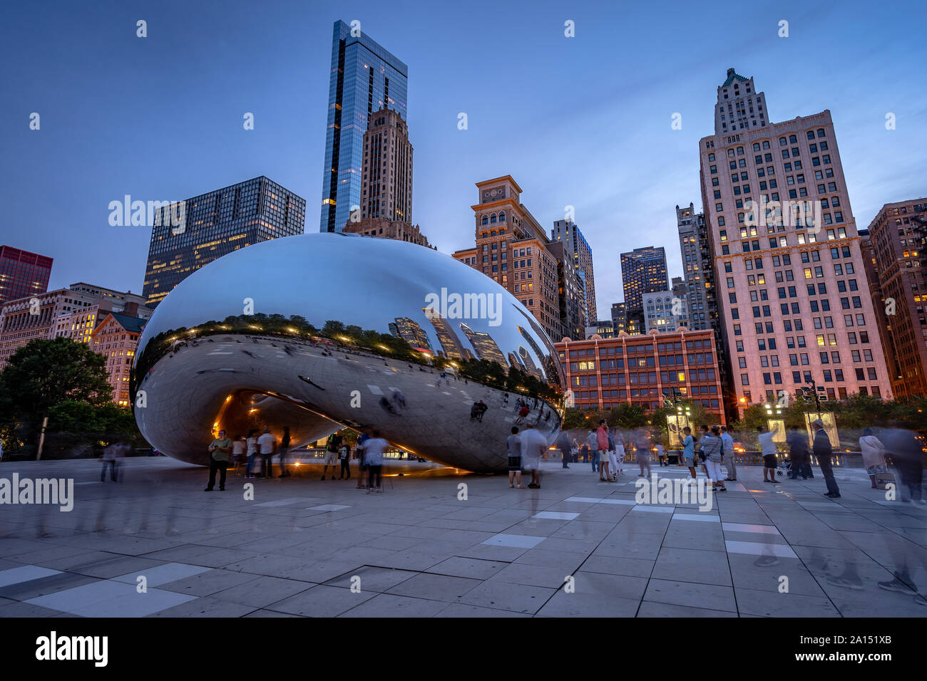 Chicago, Illinois, USA - Cloud Gate sculpture in Millennium park in the ...