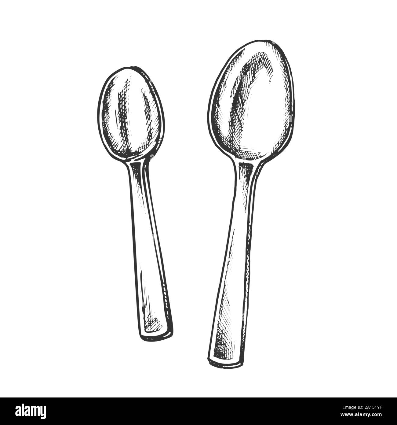 Spoons Metallic Kitchenware Monochrome Vector Stock Vector Image & Art ...