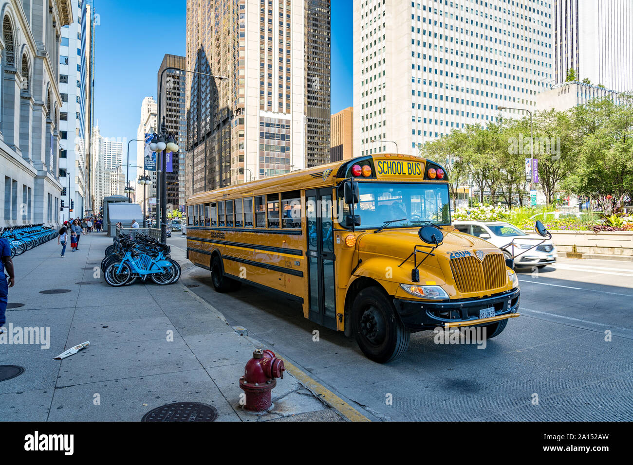 Chicago, Illinois, USA - Yellow school bus Stock Photo - Alamy