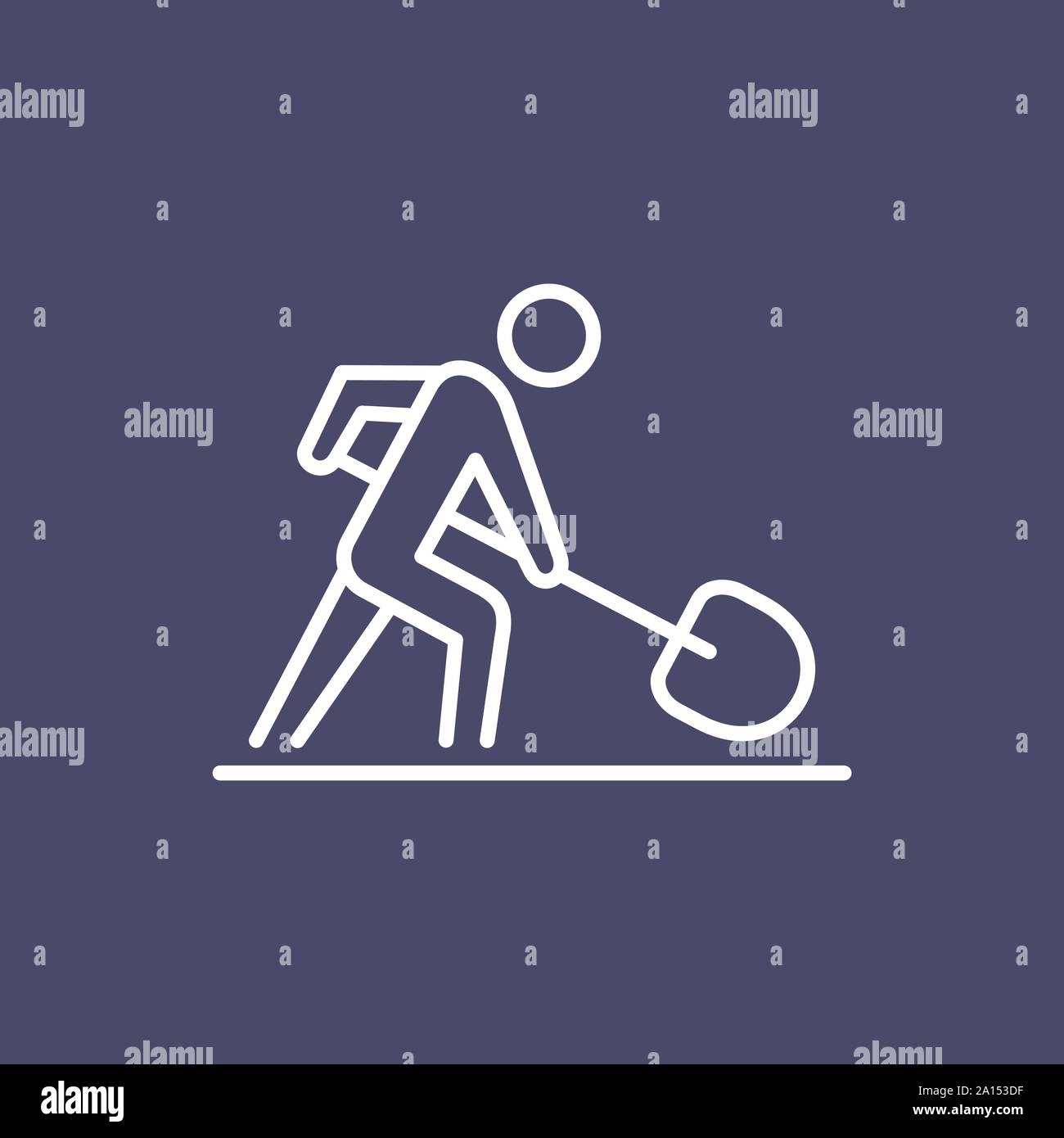 Road worker with spade sign business people icon simple line flat ...