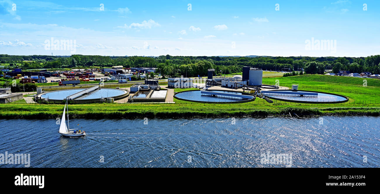 3 Water treatment sewage tanks and buildings in the North Sea Canal ...