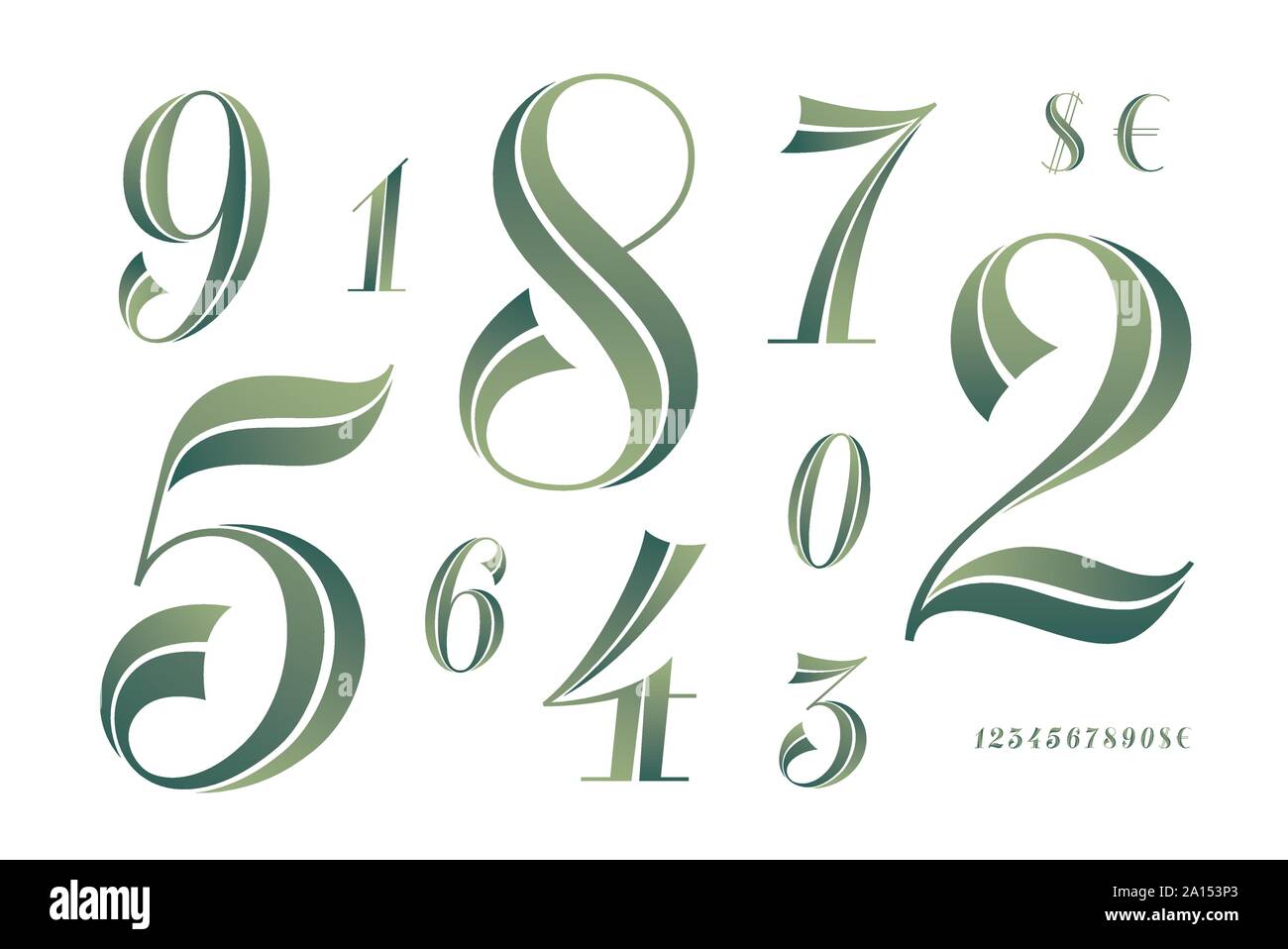 Numbers Font. Classical geometric design of numbers Stock Vector Image ...