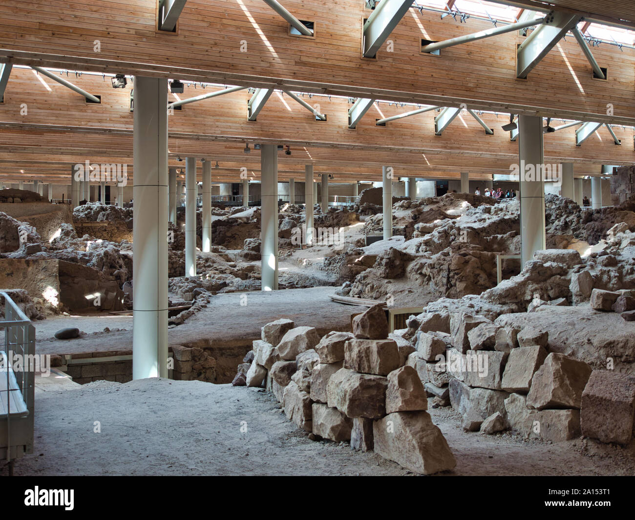 Archaeological excavations of antique building with stacked stones in ...