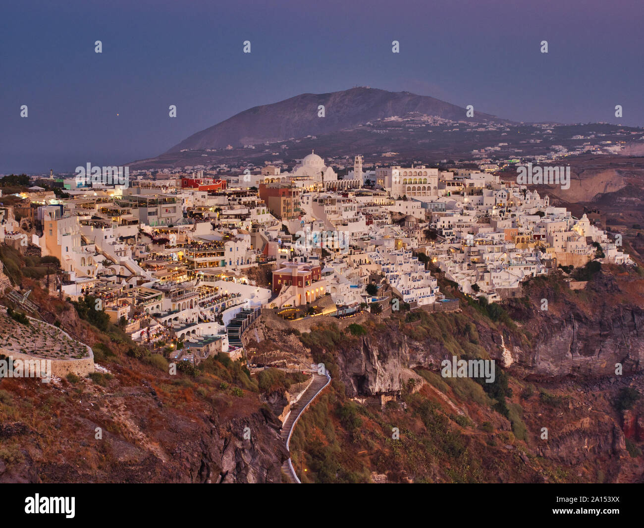 Breathtaking landscape of touristic town with houses and cathedral ...