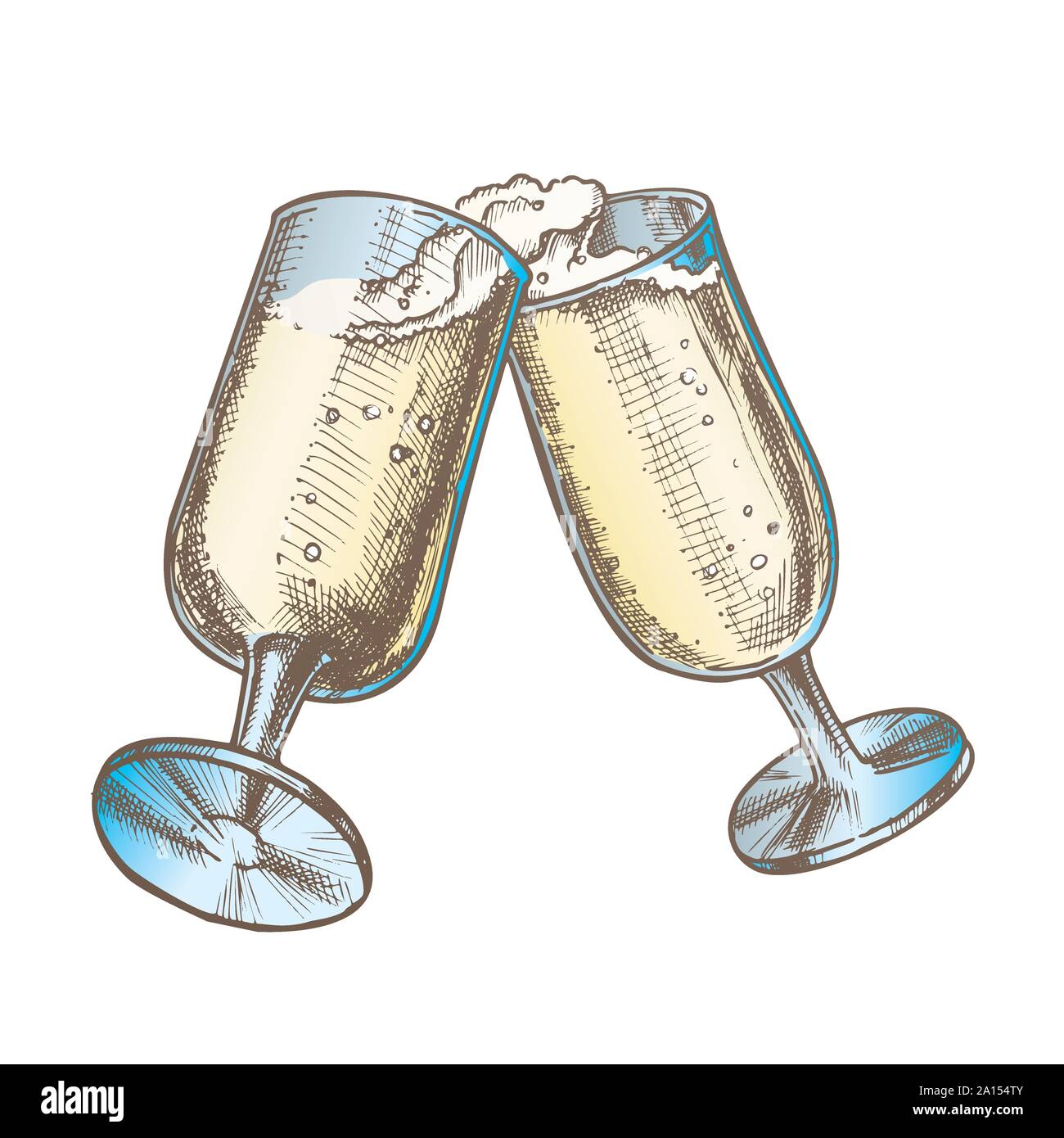 Two Elegant Champagne Glasses Color Vector Stock Vector Image & Art - Alamy