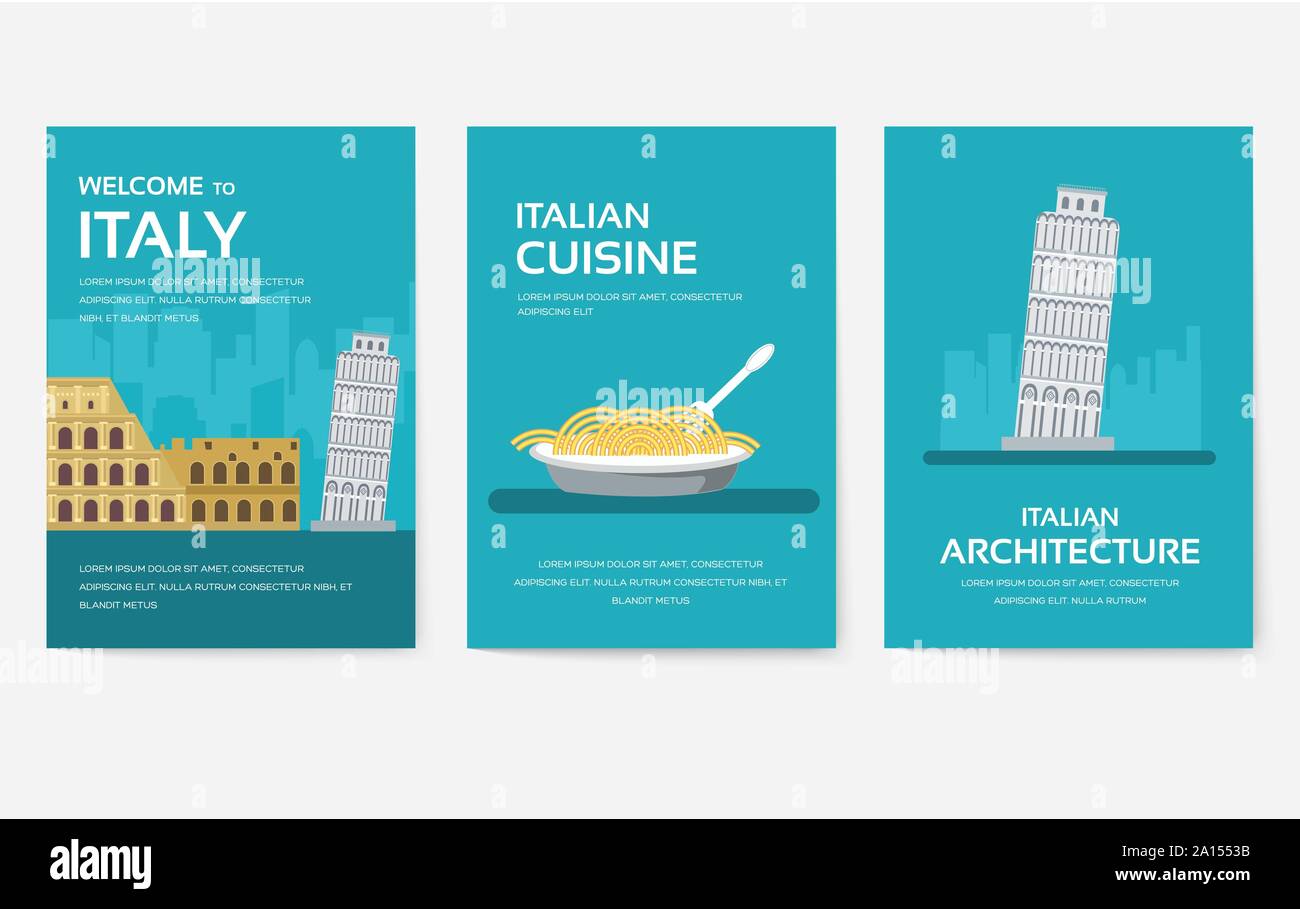 Set of Italy country ornament travel tour concept. Asia traditional ...