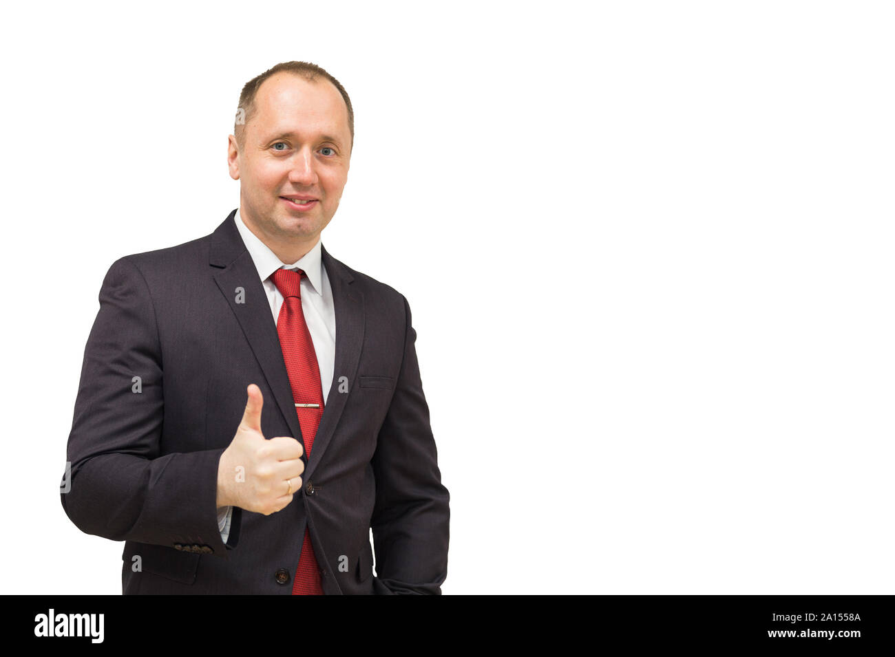 Portrait of a handsome smiling business man, isolated on white ...