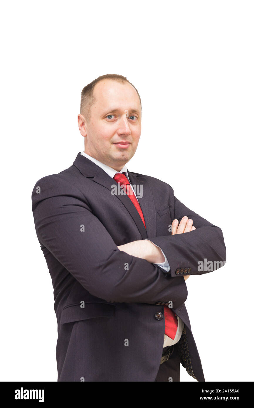 Portrait of a handsome smiling business man, isolated on white ...